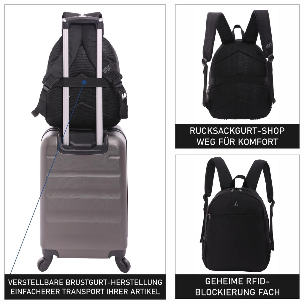Aerolite 40x30x10 Maximalgröße Lufthansa-Rucksack, recycelt, umweltfre ...