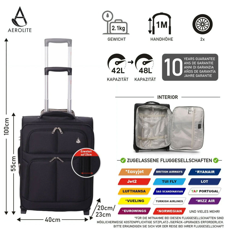 Aerolite 40x20x25cm Ryanair Maximaler Premium Ökofreundlicher Rucksack ...